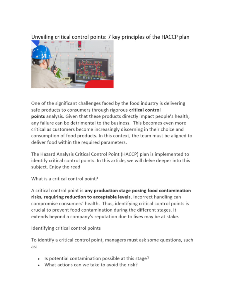 7 Principles of HACCP Explained | PDF | Risk | Hazard Analysis And ...