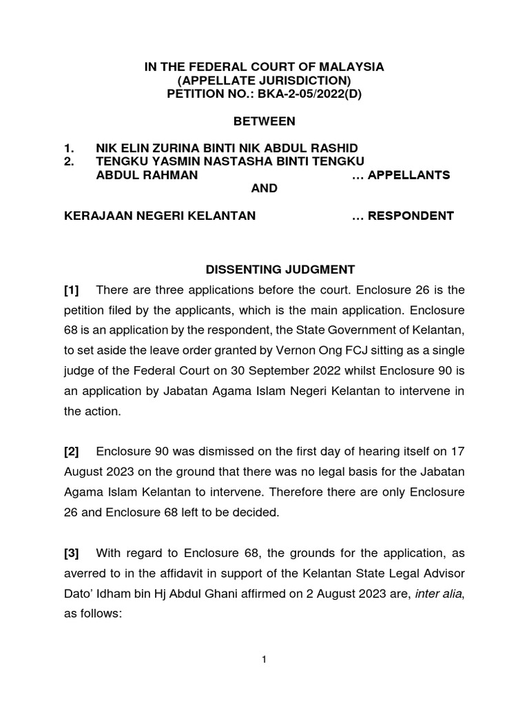 AP Minoriti Kes Nik Elin V Kerajaan Negeri Kelantan (8.2.2024 4.40pm ...