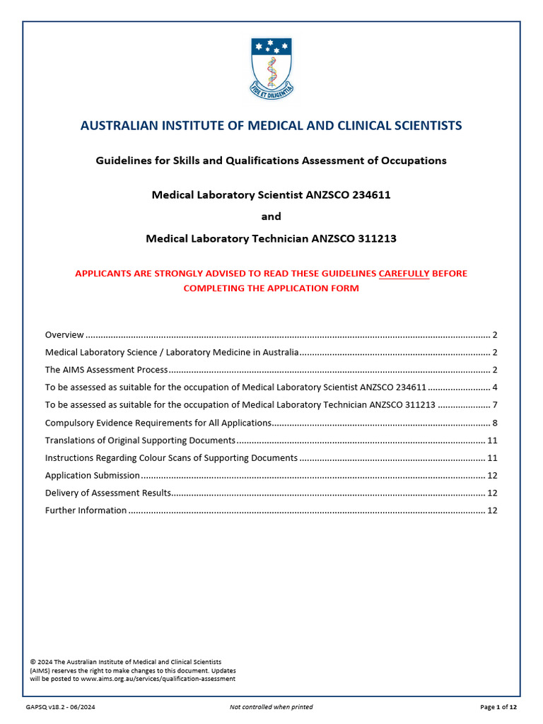 Guidelines For Assessment MLS MLT | PDF | Pathology | Medicine