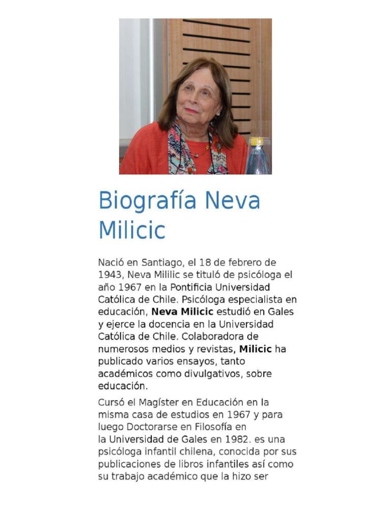 BIOGRAFIA NEVA MILICIC | PDF