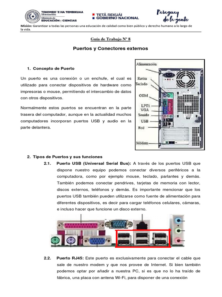 Guía de Puertos y Conectores Externos | PDF | Hardware de la computadora | USB