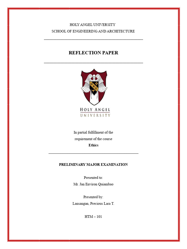 Lansangan Precious Lara T. Prelim Exam Reflection Paper | PDF | Morality | Perception