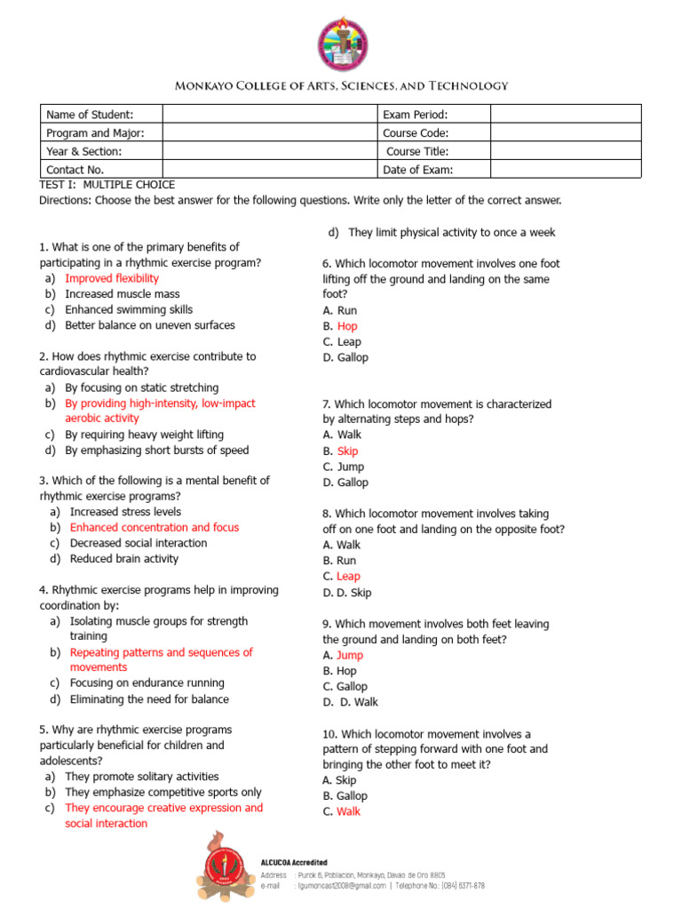 answer FE | PDF | Physical Fitness | Strength Training