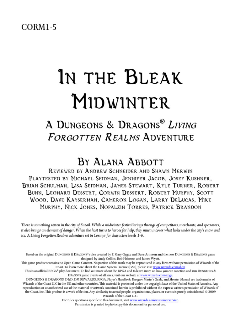 CORM1-5 in The Bleak Midwinter | PDF | Dungeons & Dragons | Gary Gygax ...