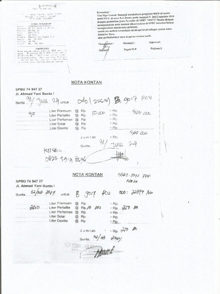 Kronologi Nota BBM Manual MPR Luwuk | PDF
