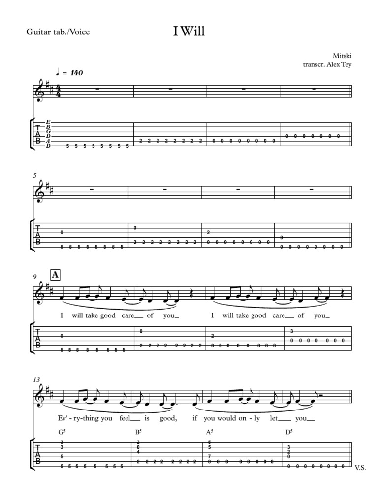 I Will (Guitar Tab.), Arr. Alex Tey | PDF