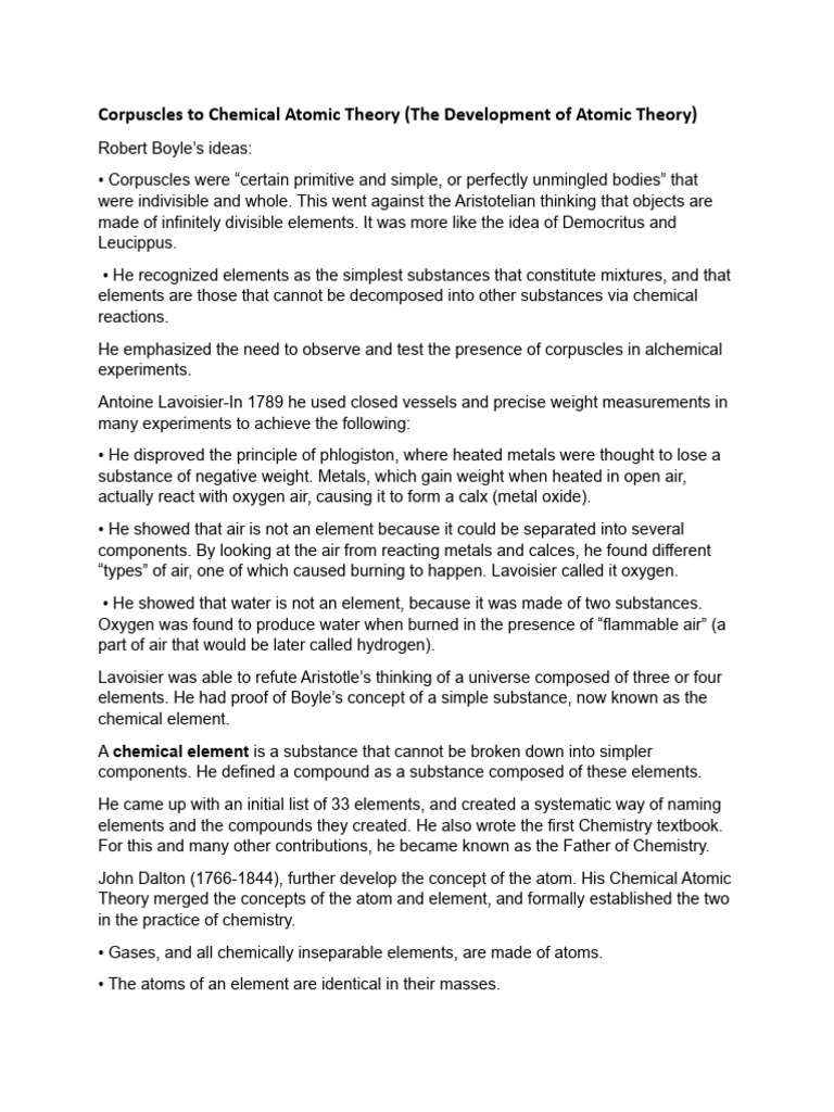 Notes-on-Corpuscles-to-Chemical-Atomic-Theory | PDF | Chemistry ...