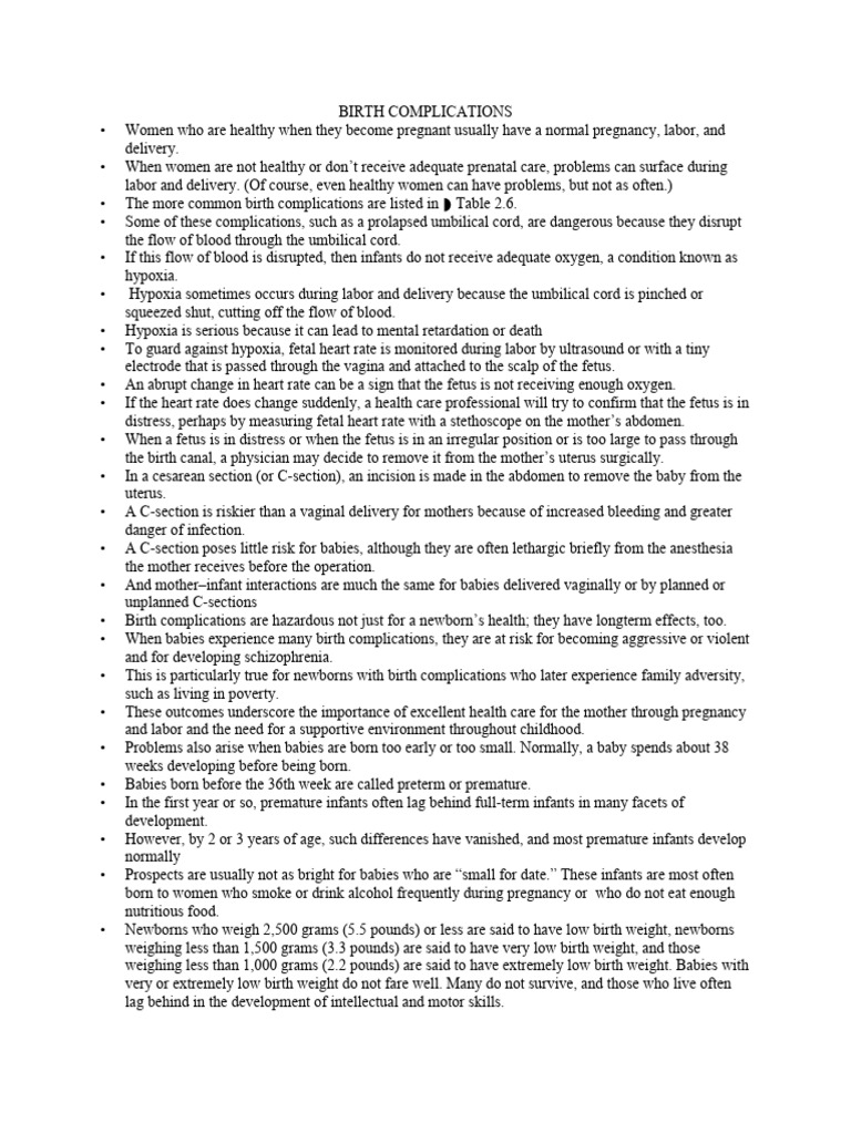 BIRTH COMPLICATIONS | PDF | Childbirth | Infants