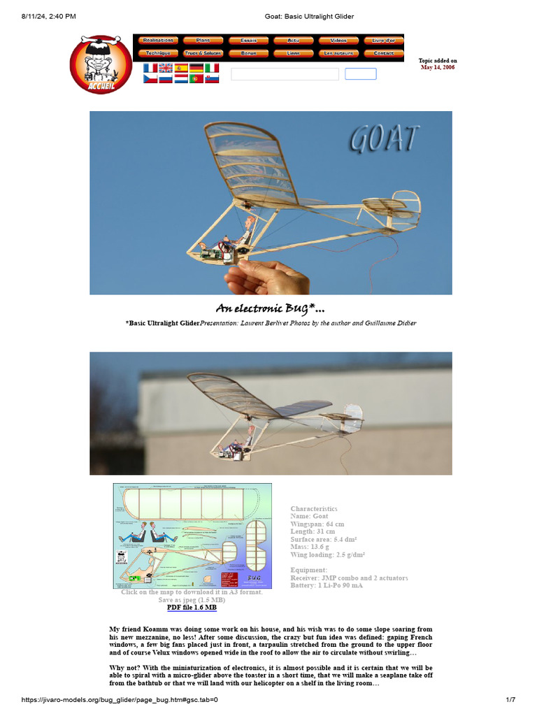 Goat Ultralight Glider Plans | PDF | Adhesive | Glider (Sailplane)