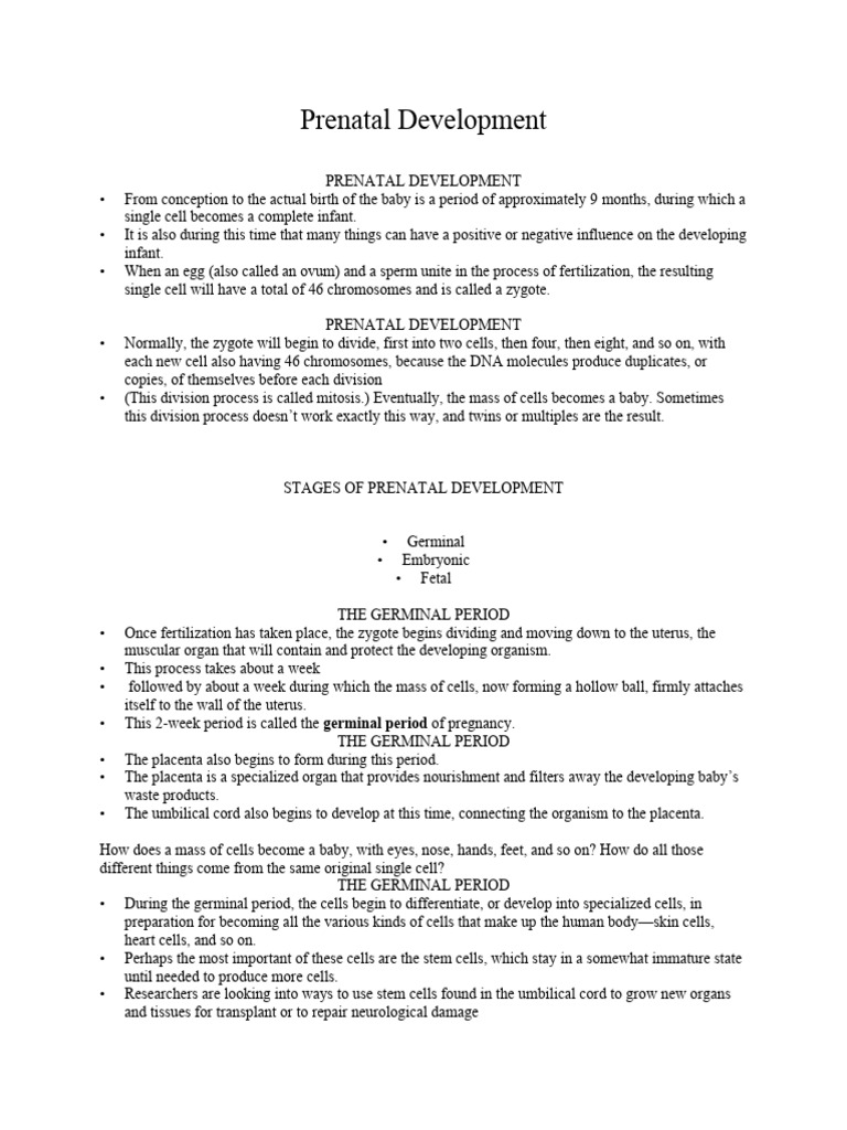 Prenatal Development | PDF | Fetus | Prenatal Development