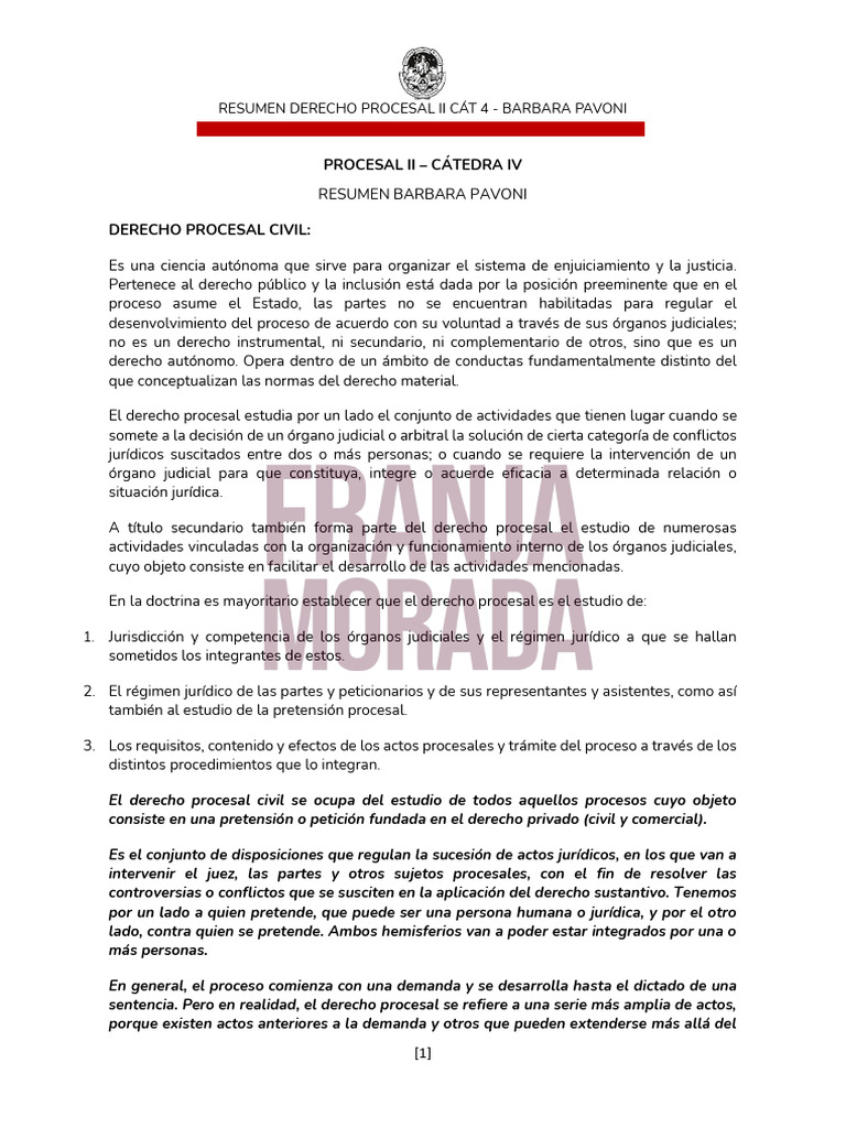 Resumen Barbara Pavoni Procesal 2 | PDF | Ley procesal | Debido al proceso