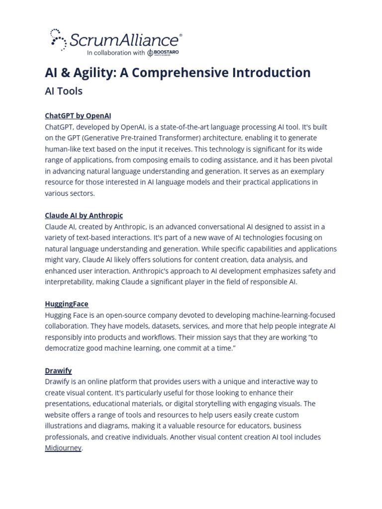 AI & Agility - AI Tools | PDF | Artificial Intelligence | Intelligence (AI) & Semantics