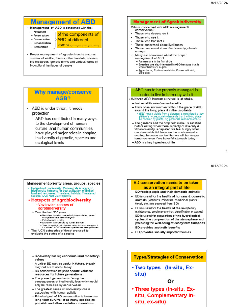 Agrobiodiversity Management Strategies | PDF | Conservation Biology ...