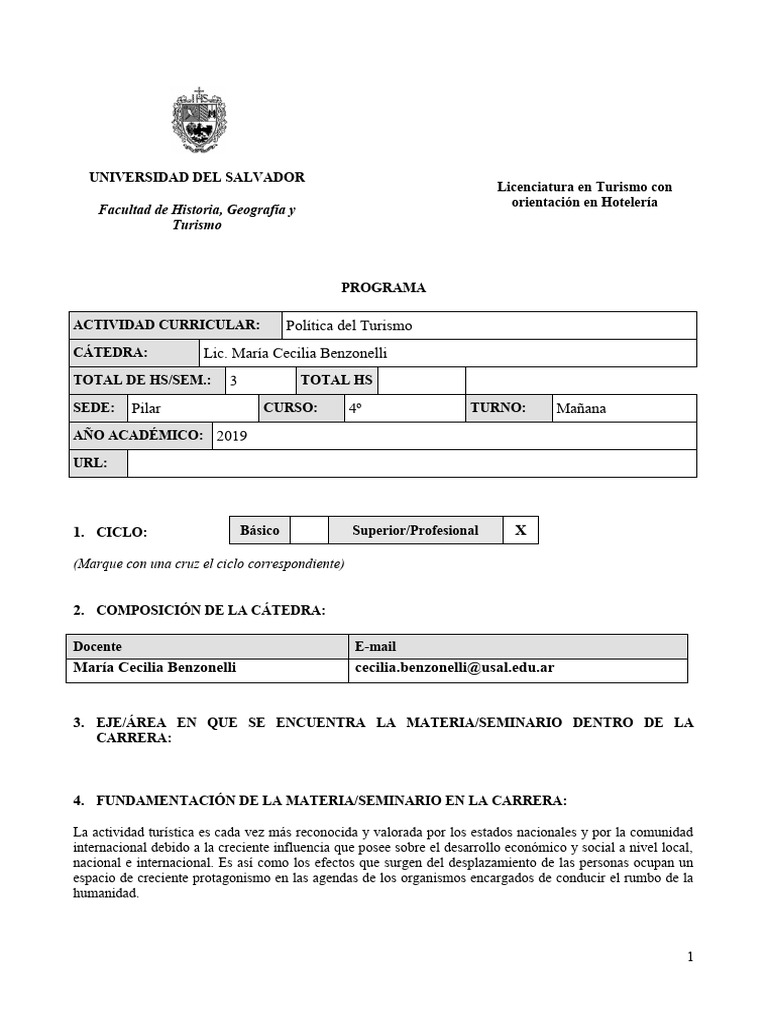 PROGRAMA Grado MODELO VRA | PDF | Turismo | México