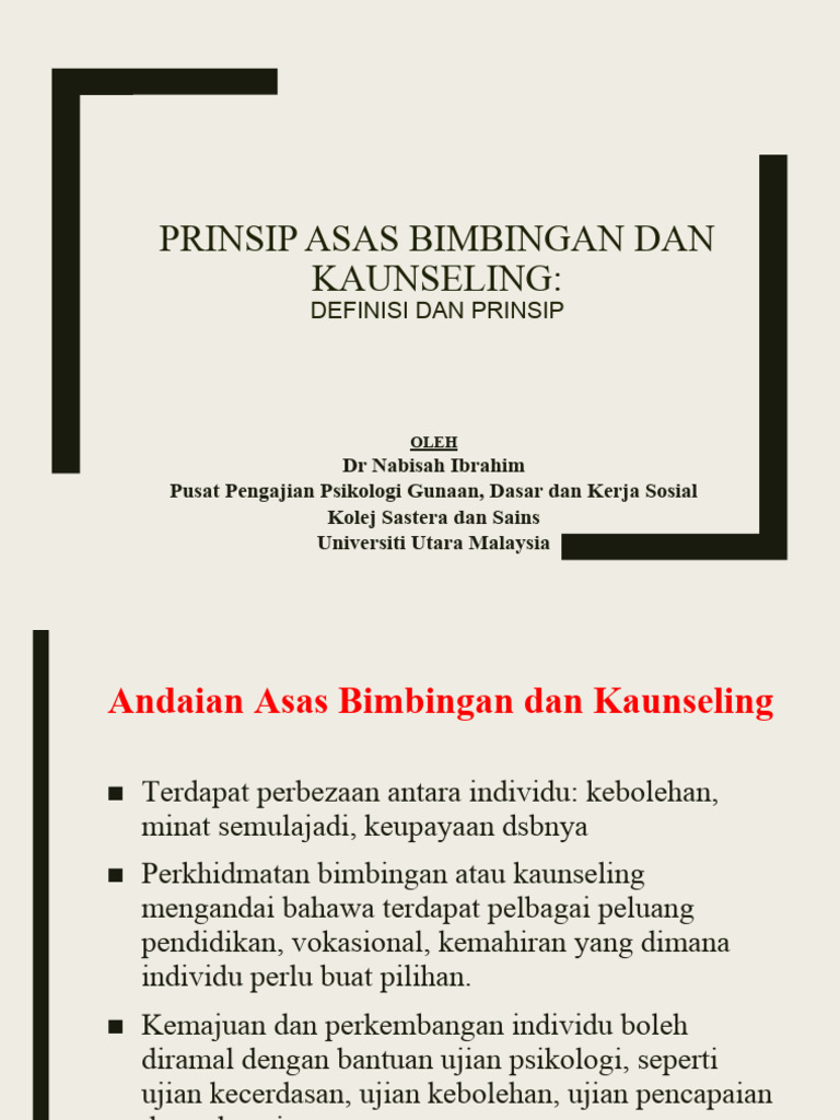 Prinsip Bimbingan & Kaunseling | PDF