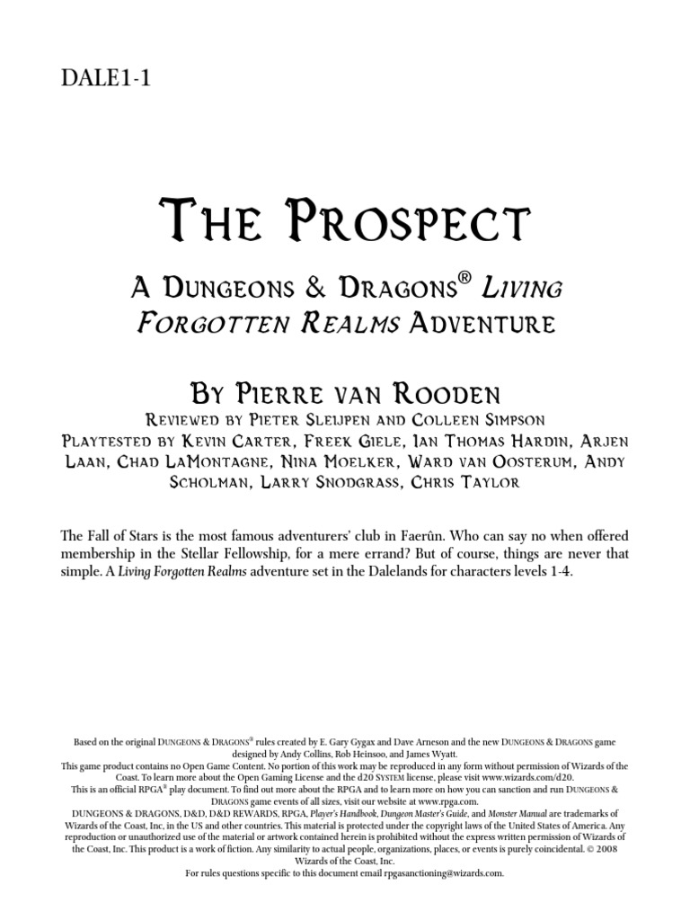 DALE1-1 The Prospect | PDF | Dungeons & Dragons | Role Playing Games