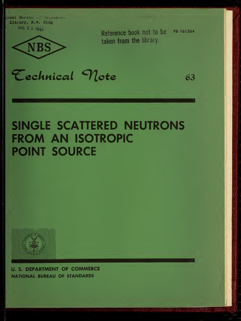 Single Scattered Neutrons From An Isotropic Point Source | PDF | Cross ...