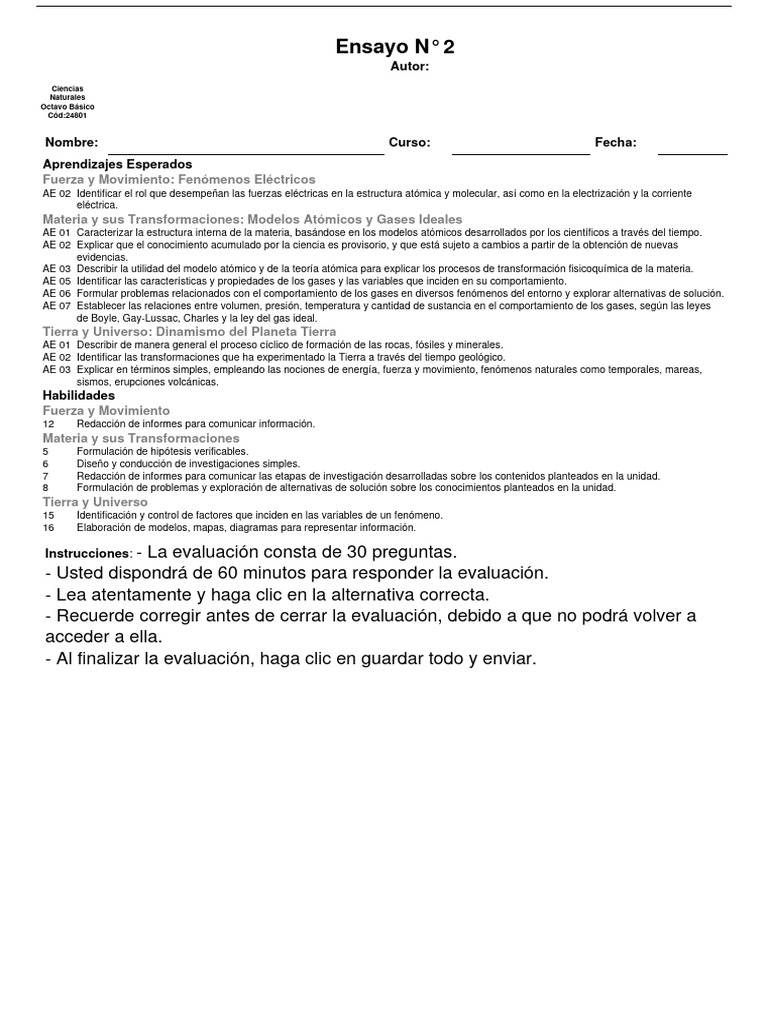 Ensayo 2 Con Respuestas | PDF | Gases | Importar
