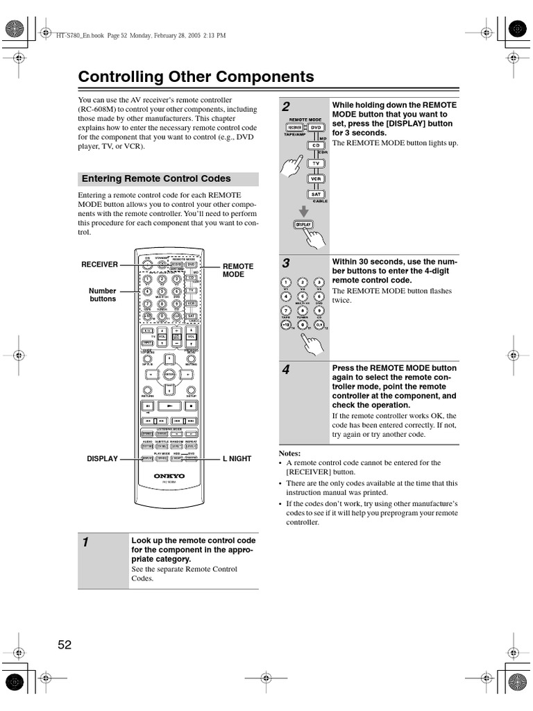 Remote Control Code Setup Guide | PDF | Remote Control | Videocassette ...