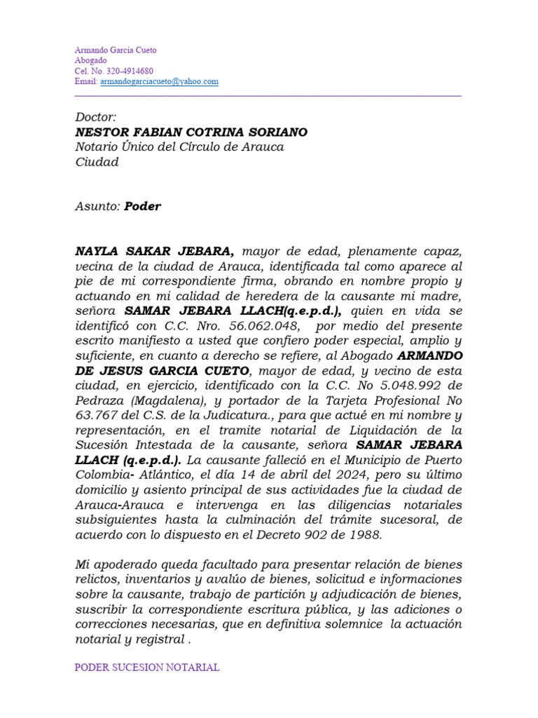 Poder Notarial Sucesion | PDF | Justicia | Crimen y violencia