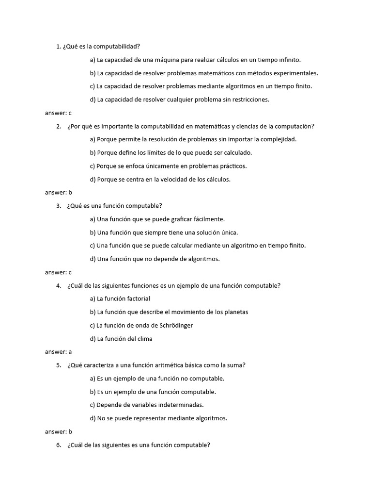 30 Preguntas Faltan 6 | PDF | Teoría de la computabilidad | Función (Matemáticas)