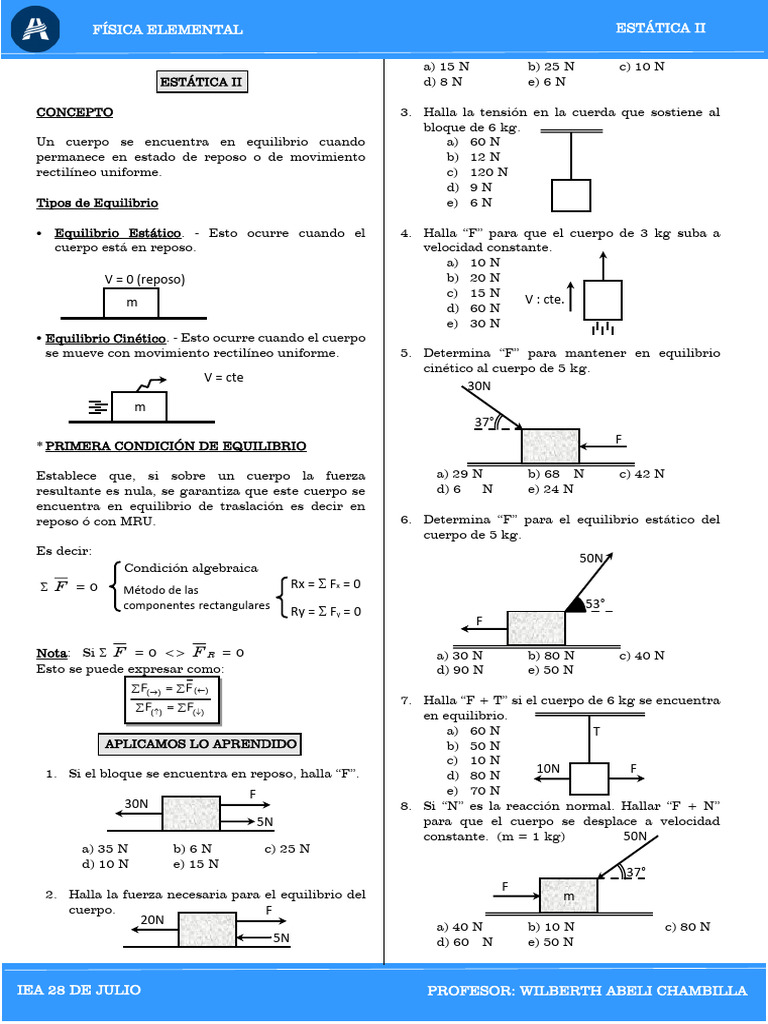 Estática Ii - Guía y Práctica para El Estudiante | PDF | Tensión (Física) | Cantidades fisicas