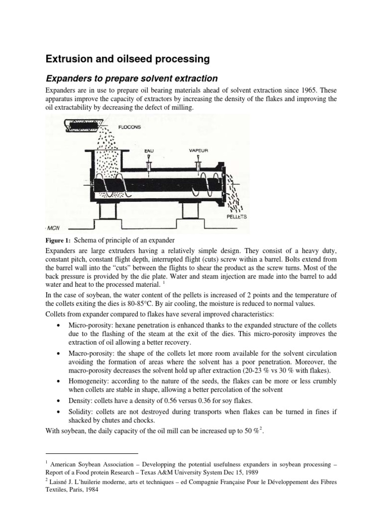 Extrusion and Oilseed Processing: Expanders To Prepare Solvent ...