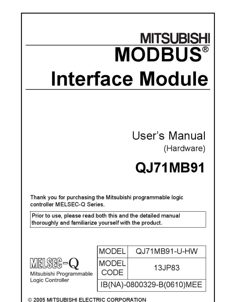 MODBUS Interface Module QJ71MB91 Users Manual Hardware IB - NA ...