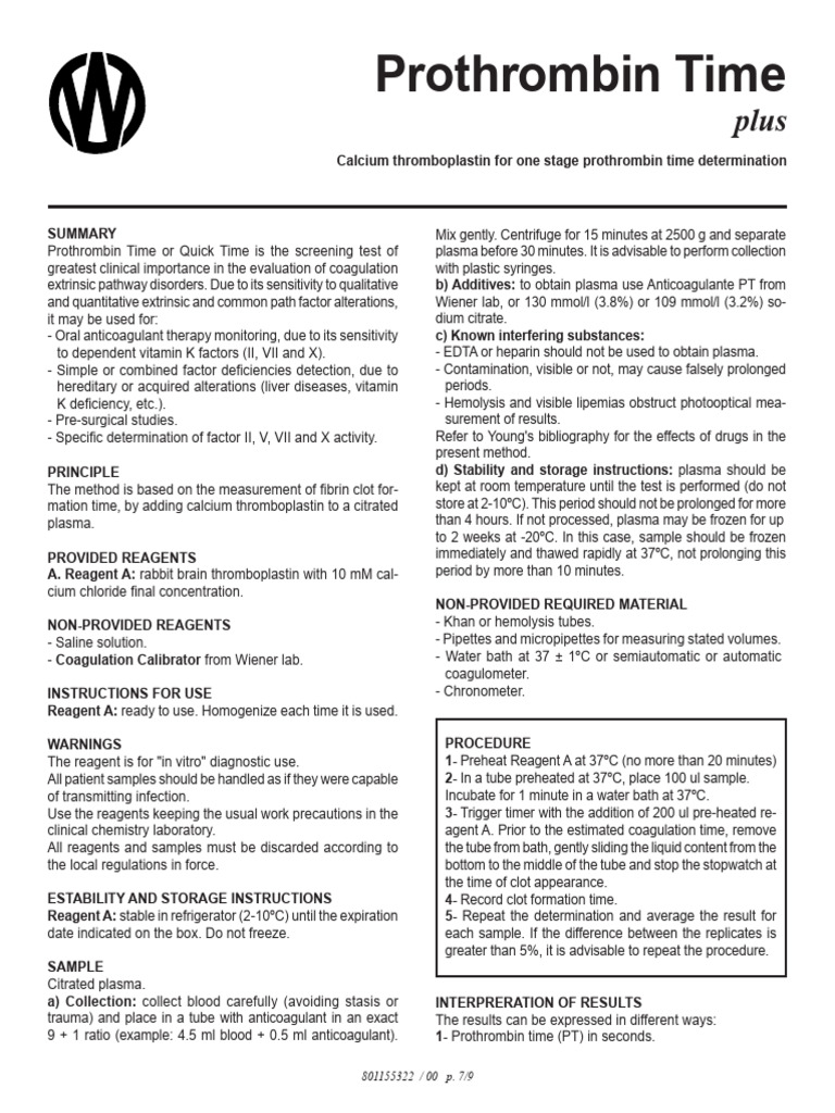 prothrombin_time_plus_en | PDF | Coagulation | Blood