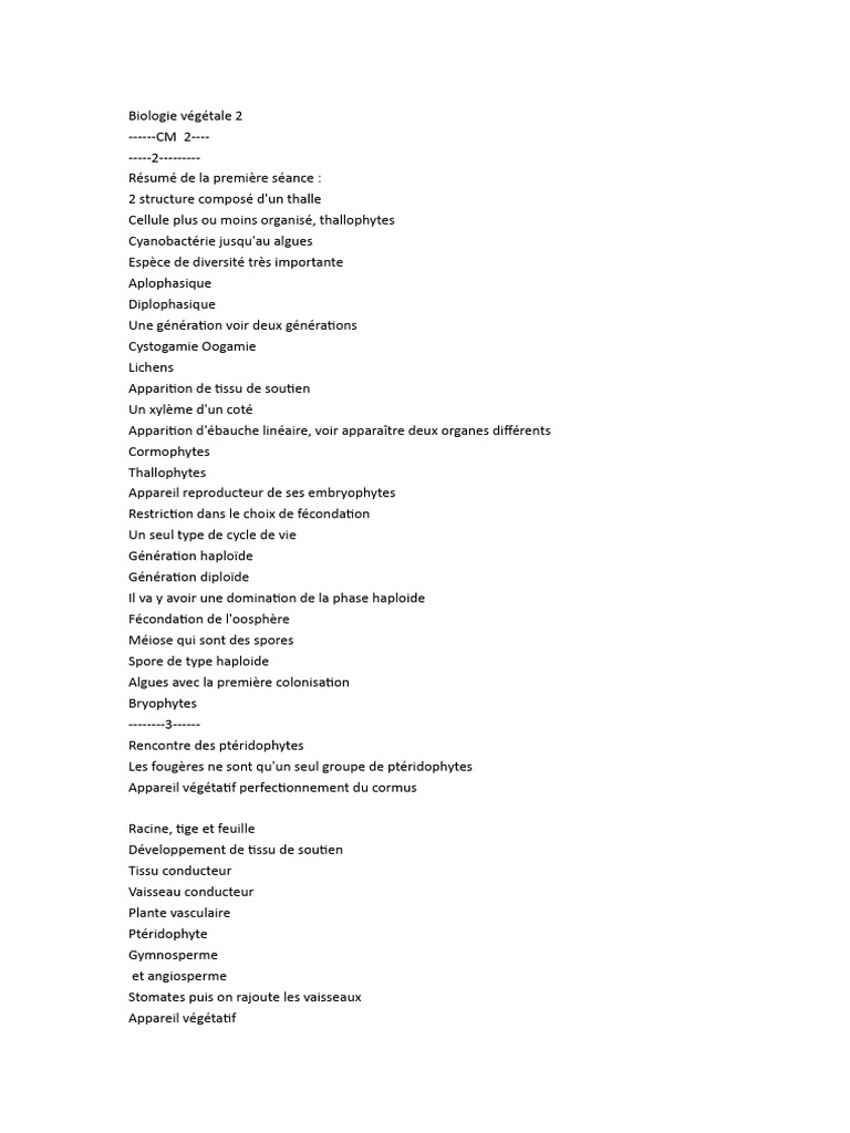 Biologie Végétale : Cormophytes et Cycle de Vie | PDF | Plantes | Botanique