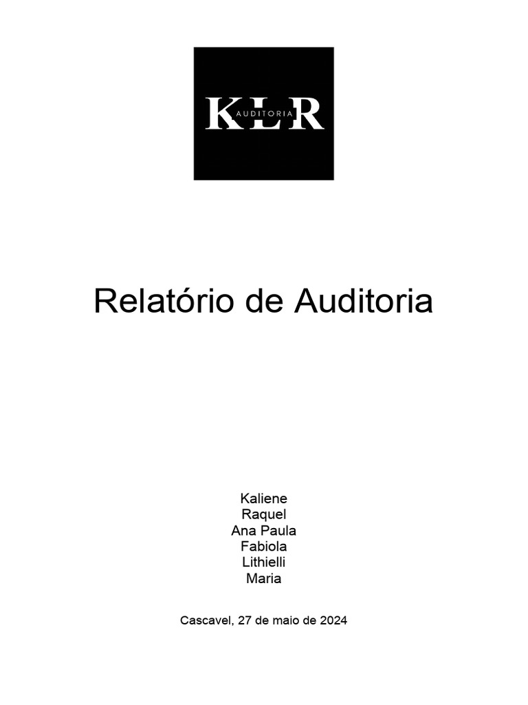 Relatório de Auditoria Interna - KLR | PDF | Contabilidade | Gestão de recursos humanos
