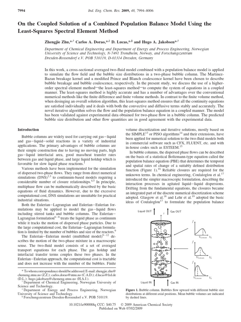 On The Coupled Solution of A Combined Population Balance Model - 2009 | PDF | Computational ...