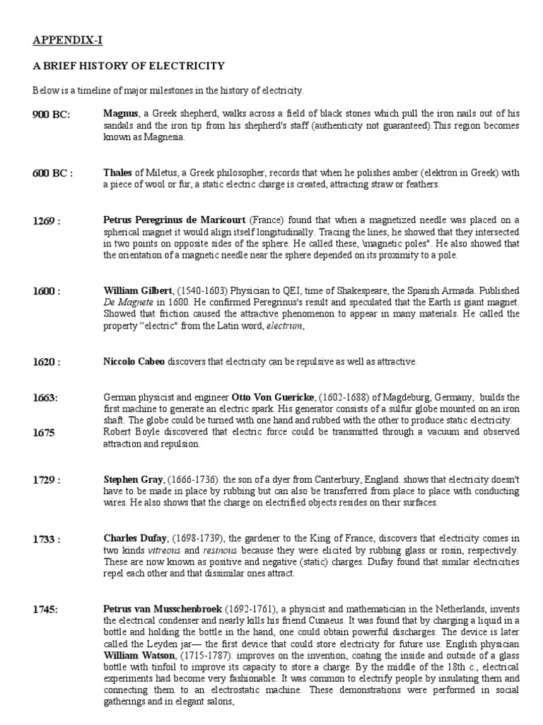 A Brief History of Electricity Milestones | PDF | Thomas Edison ...