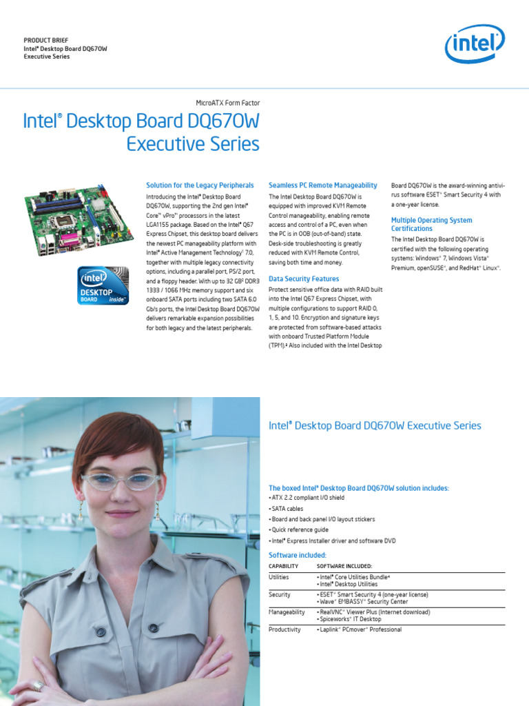 Desktop Board Dq67ow Executive Brief | PDF | Intel | Bios