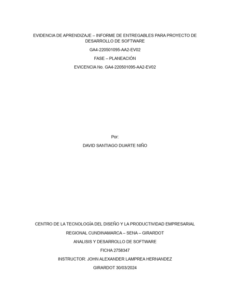 GA4-220501095-AA2-EV02 - Informe de Entregables para El Proyecto de | PDF | Software | Servidor ...