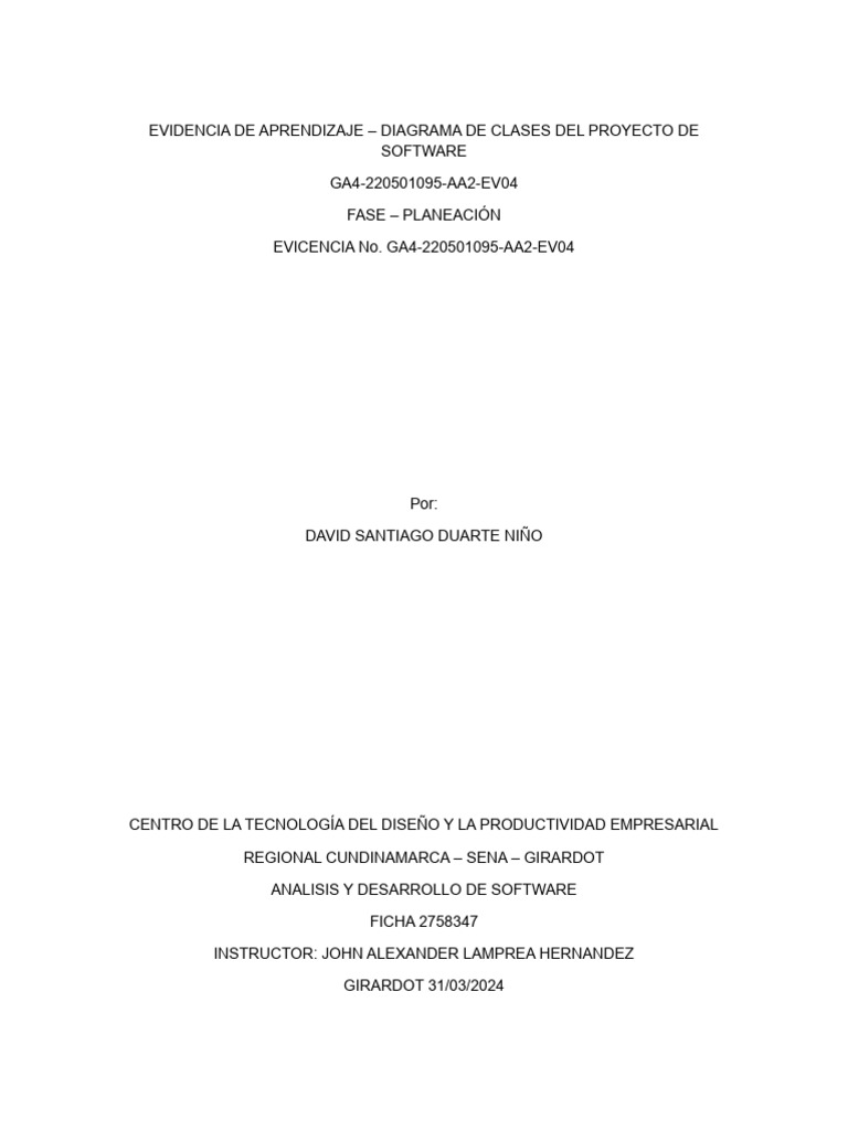 GA4-220501095-AA2-EV04 - Diagrama de Clases Del Proyecto de Software | PDF | Software | Lenguaje ...