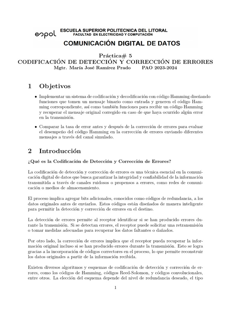 Práctica 5 CDD | PDF | Detección y corrección de errores | Codificaciones