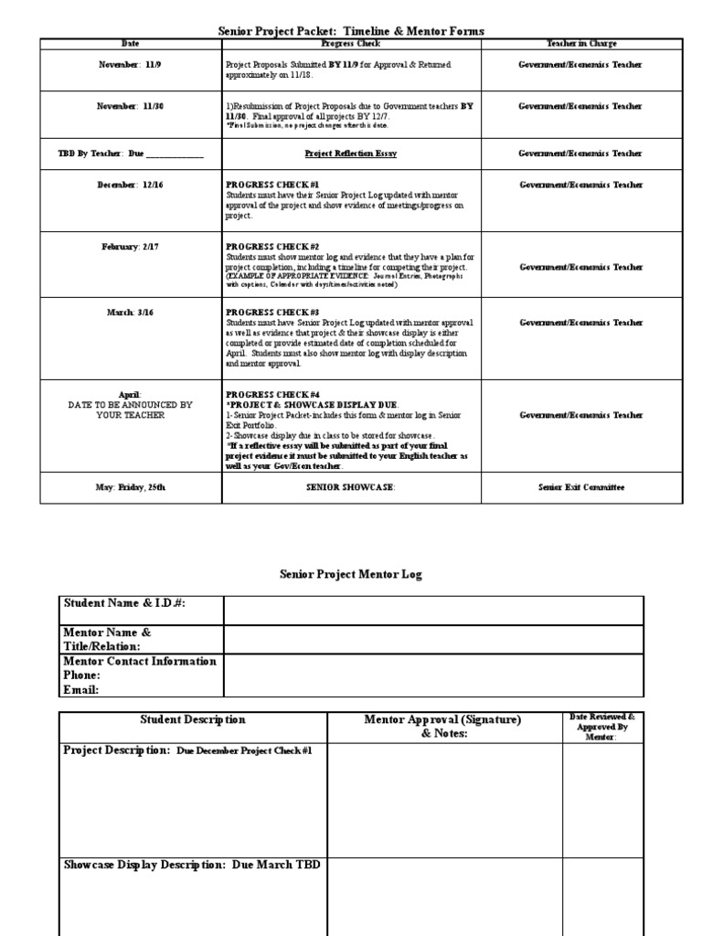Senior Project Packet 11-12 | PDF | Business