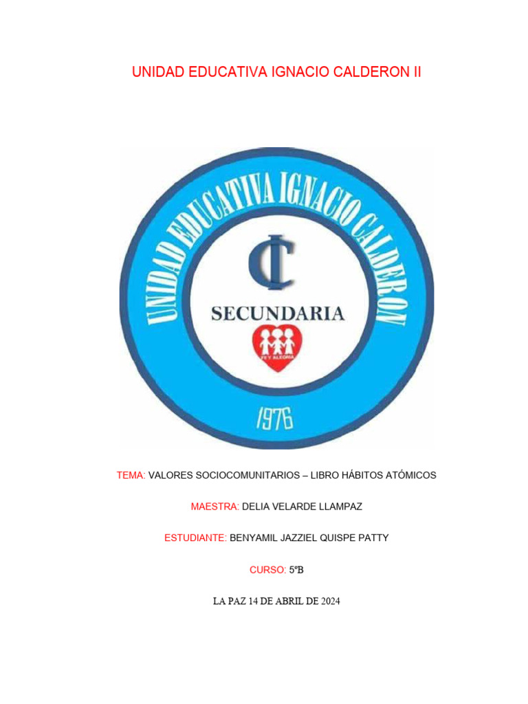 Unidad Educativa Ignacio Calderon Ii | PDF | Solidaridad | Sociedad