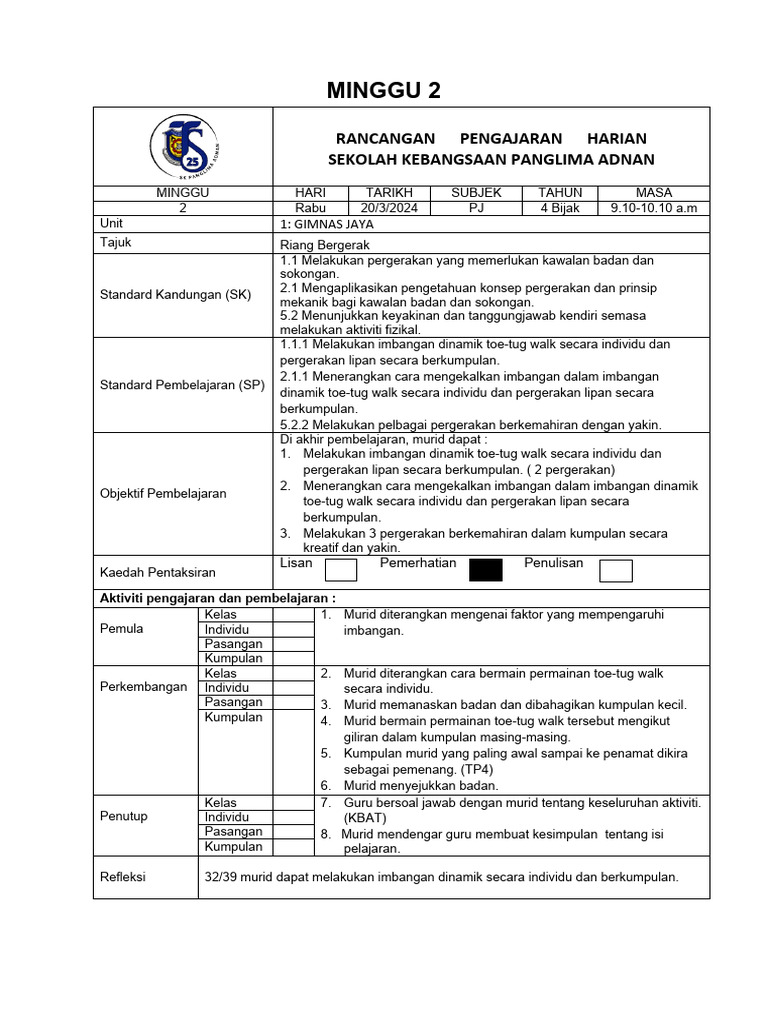 RPH PJPK Week 2 | PDF