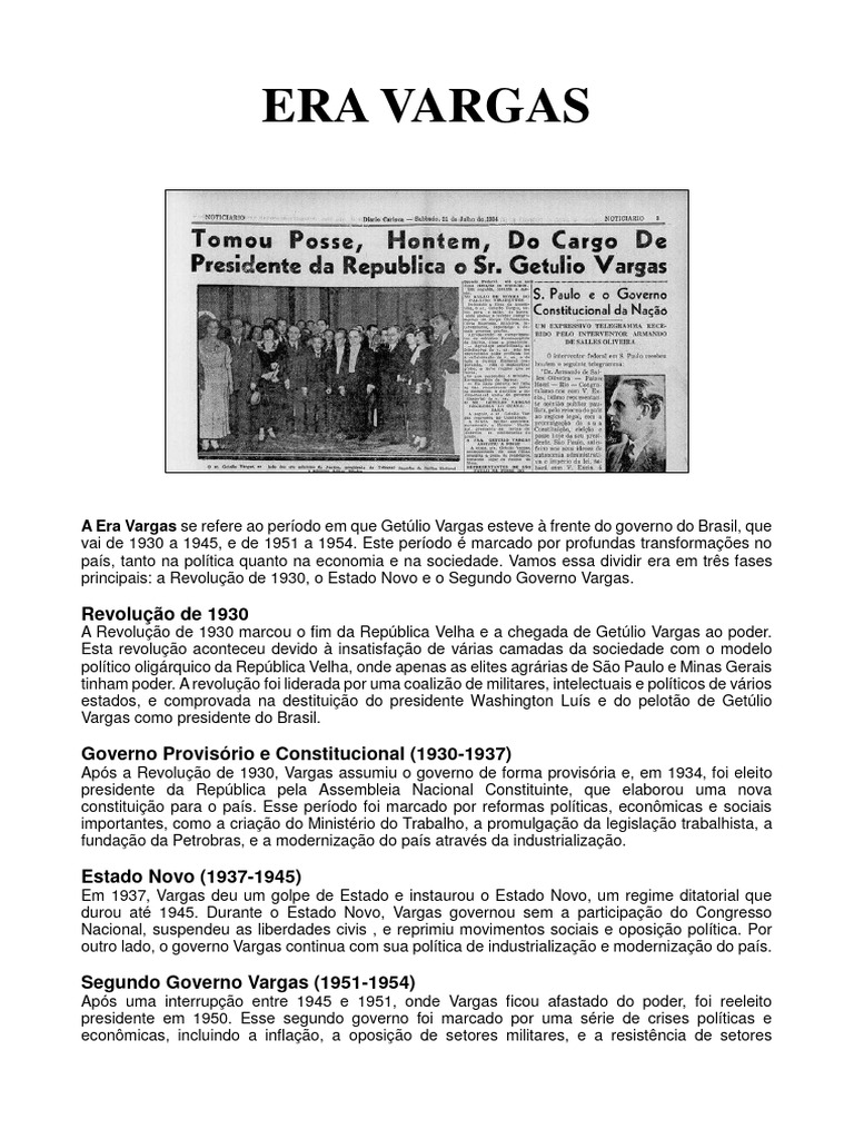 Cópia de Resumo: Era Vargas. | PDF | República | Brasil