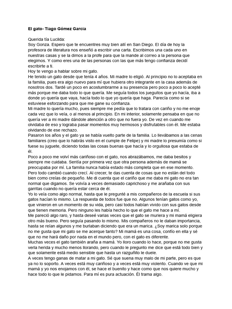 El Gato - Tiago Gómez Garcia | PDF | Gatos