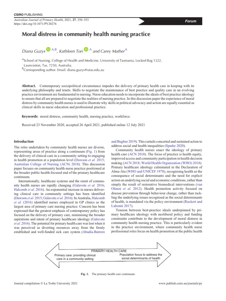 Moral Distress in Community Health Nursing Practice | PDF | Nursing ...
