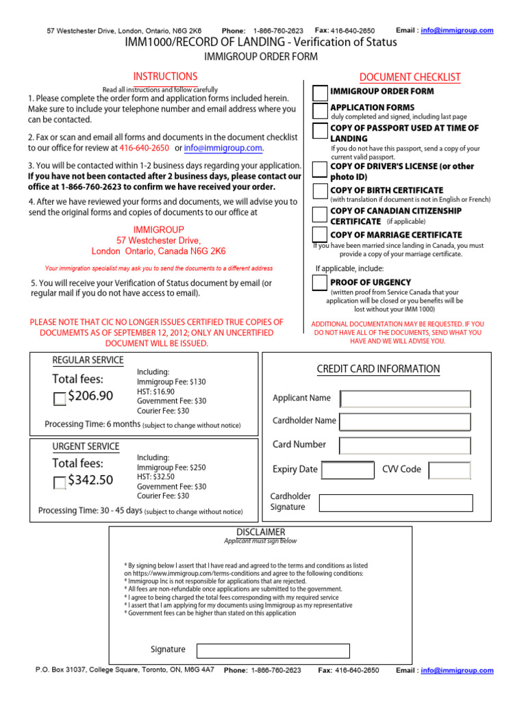 Verification of Status Imm 1000 Form | PDF | Travel Visa | Identity ...