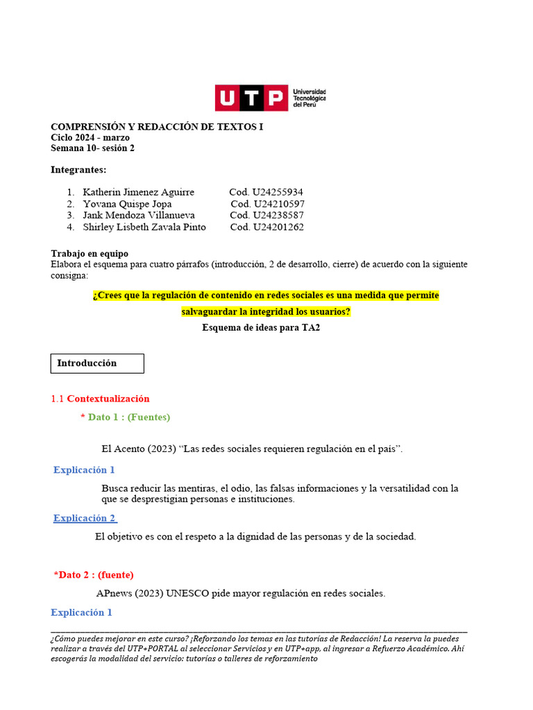 Esquema Ta2 - 2024 Utp | PDF | Inteligencia artificial | Inteligencia (IA) y semántica