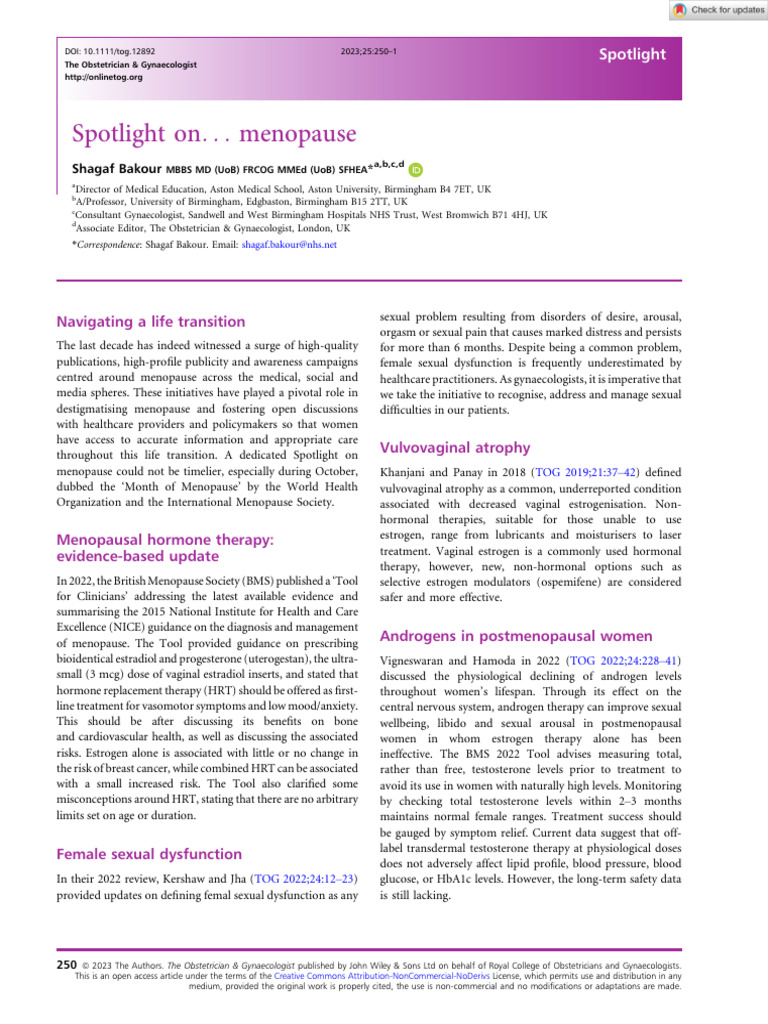 Spotlight | PDF | Hormone Replacement Therapy | Menopause