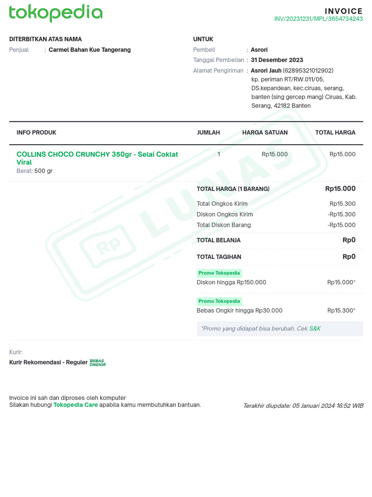 Invoice Tokped | PDF