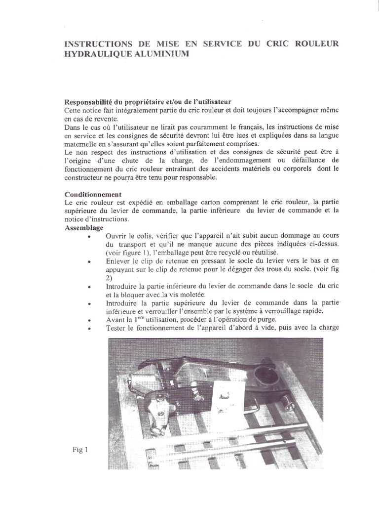Cric Rouleur Alu1.5t Manuel | PDF