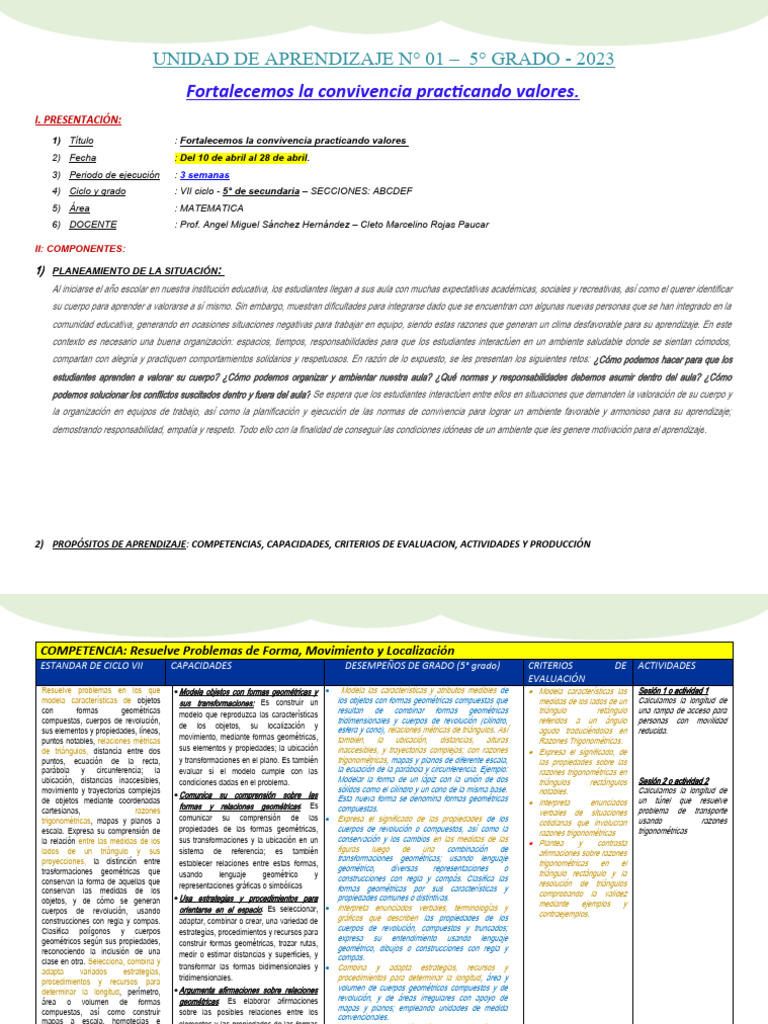 5 Planificacion Eda 1 Pdf Ecuaciones Geometría