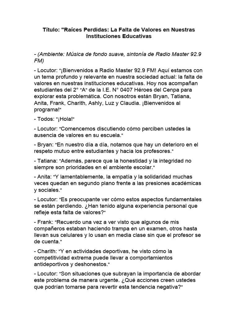 Guión de DPCC 2° A | PDF